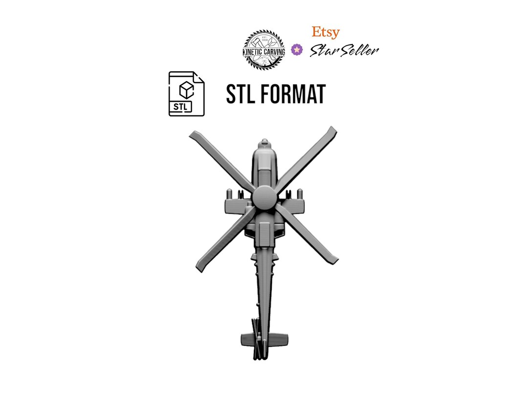 AH-64 Apache Helicopter STL | 3D CNC Carving File, Wood Relief Art, 3D ...