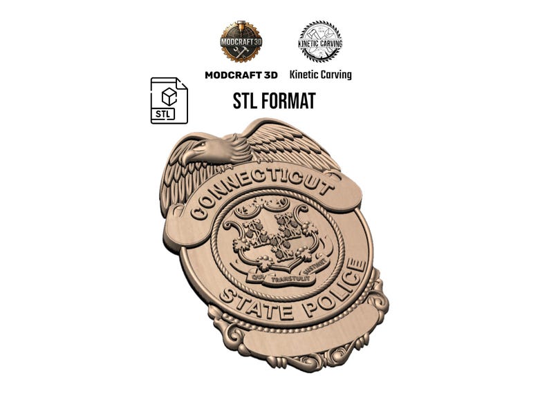 Connecticut State Police Badge STL File – 3D Model for CNC & Printing ...