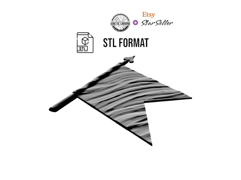 Wavy Military Guidon Flag STL for 3D Printing, CNC Woodworking, 3D ...