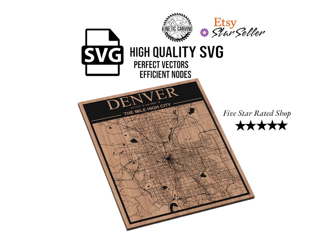 Denver, Colorado City Map SVG File for Woodworking, CNC, Printing and ...