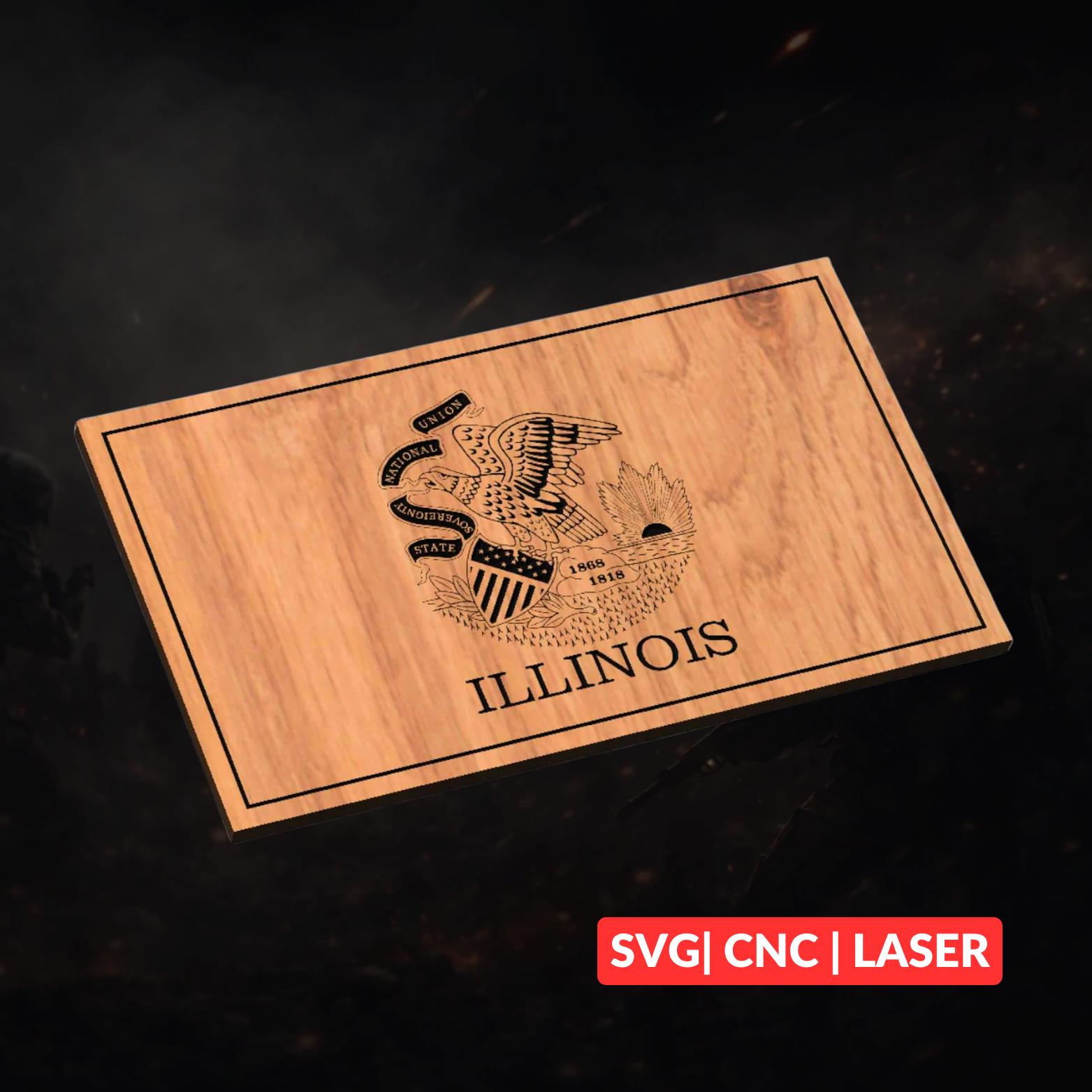 Illinois State Flag SVG | CNC Laser Cut File, Wood Wall Art, Glowforge ...