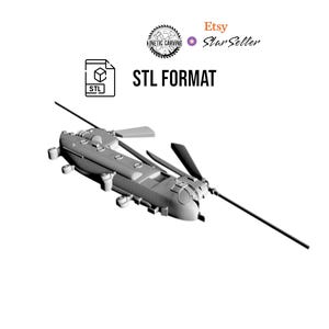 CH-47 Chinook Helicopter (side Angle) STL File for Woodworking, CNC ...