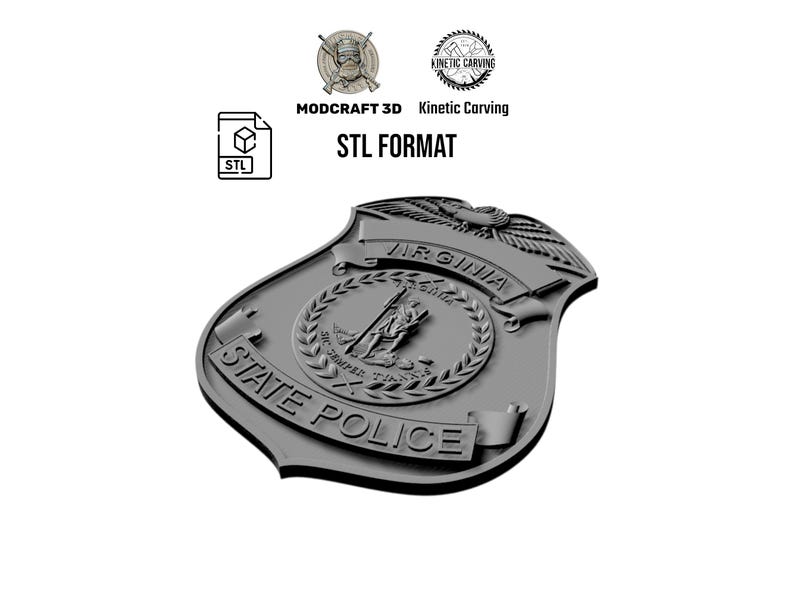Virginia State Police Badge STL | 3D CNC Carving File, Wood Relief Art ...