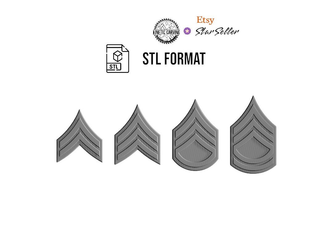 Military Rank STL | 3D CNC Relief File, Woodworking, 3D Printing, Laser ...