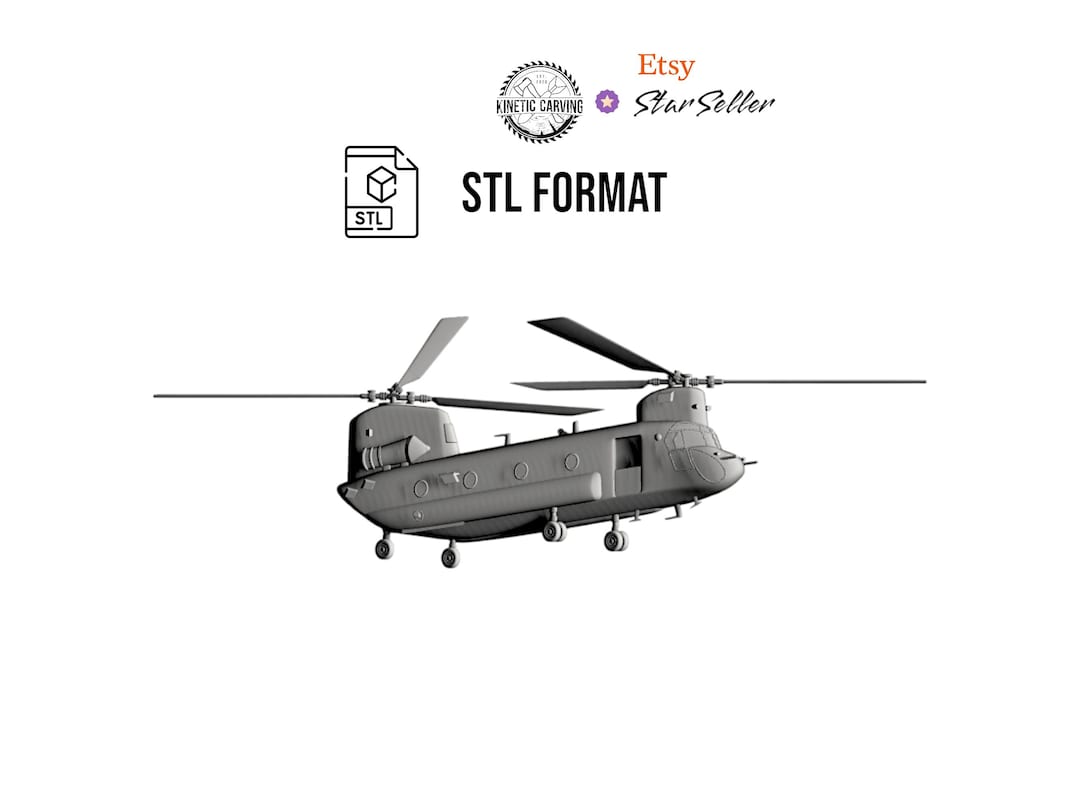 CH-47 Chinook Helicopter (side Angle) STL File for Woodworking, CNC ...