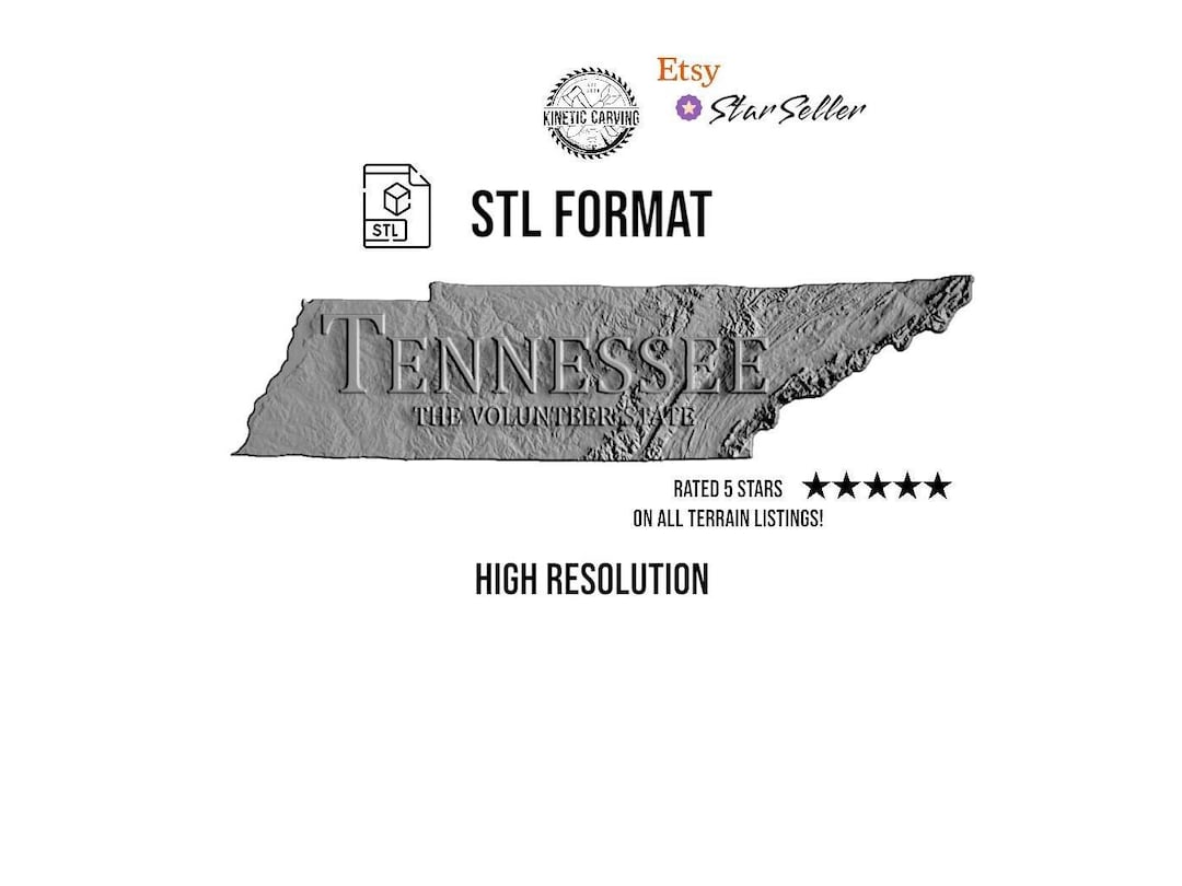 Tennessee Terrain STL | 3D CNC Carving File, Wood Relief Art, 3D ...