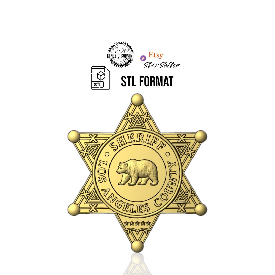 Los Angeles Sheriff Badge STL | 3D CNC Carving File, Wood Relief Art ...