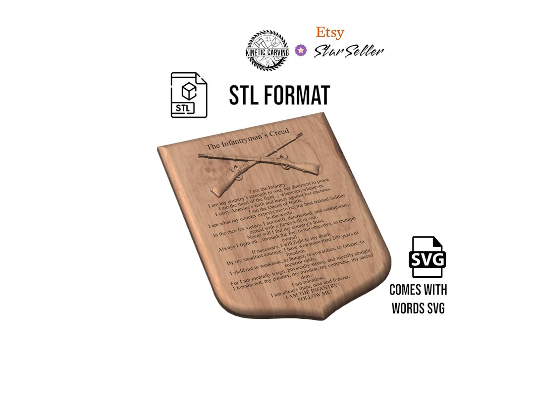 Infantrymans Creed & STL | 3D CNC Carving File, Wood Relief Art, 3D ...