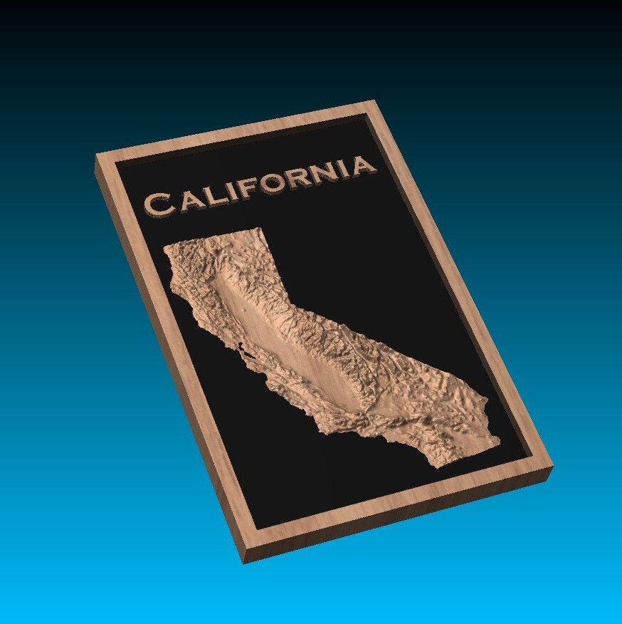3D STL Model of California, USA for 3D Printing, CNC Woodworking - Etsy