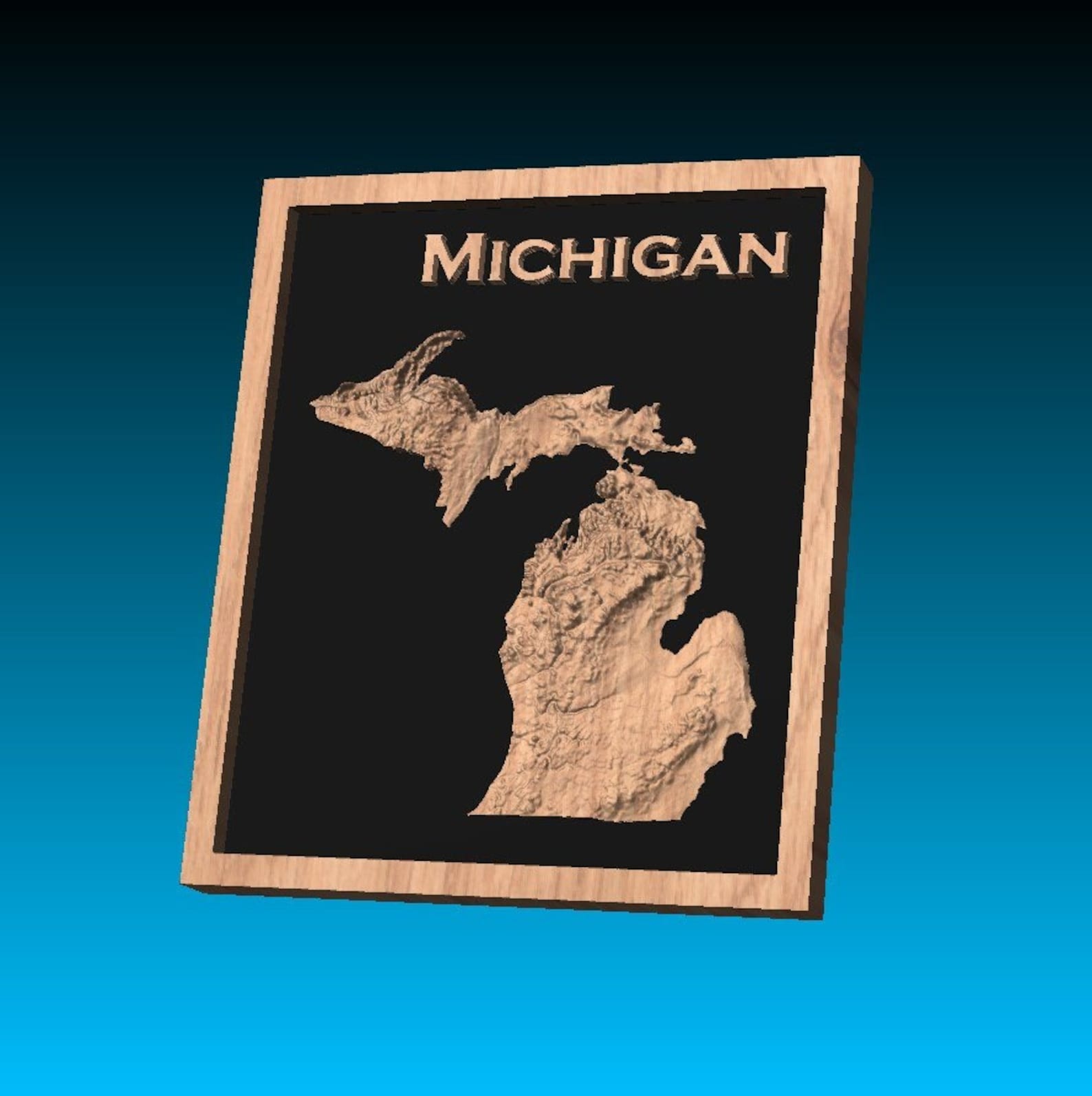 3D STL Model of Michigan, USA for 3D Printing, CNC Woodworking - Etsy