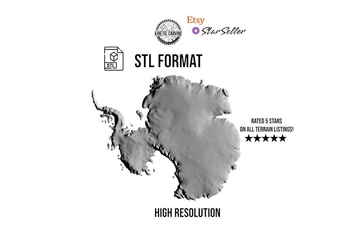 3D STL Model of Anarctica Continent for 3D Printing, CNC Woodworking - Etsy