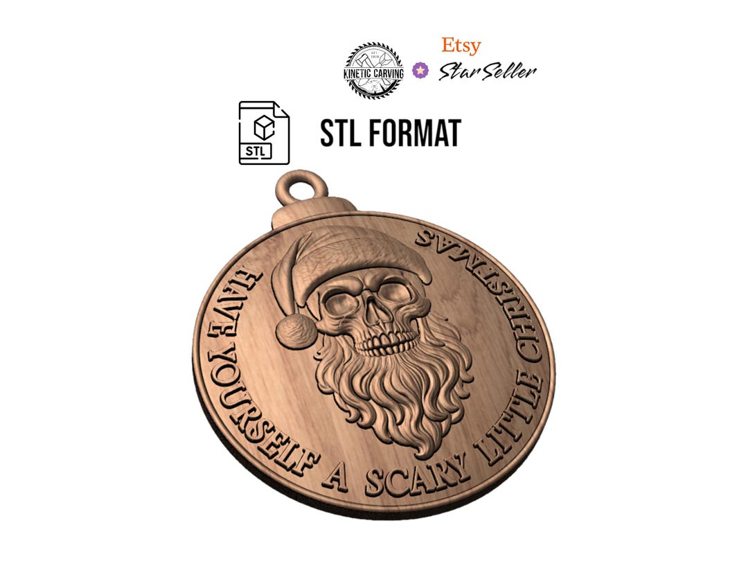 Scary Christmas Santa Ornament STL | CNC & 3D Carving File (digital ...