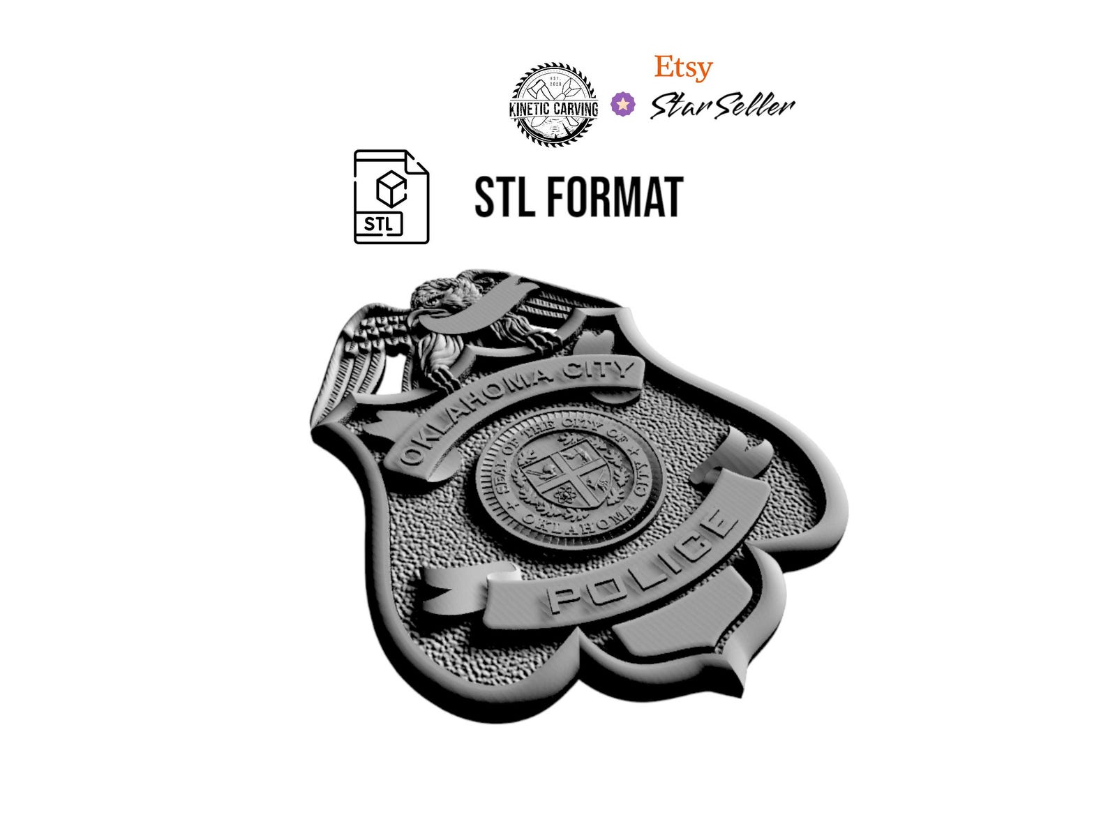 Oklahoma City Police Badge STL | 3D CNC Carving File, Wood Relief Art ...