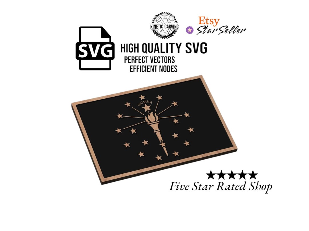 Indiana State Flag SVG File for Woodworking, CNC, Printing and Lasering ...