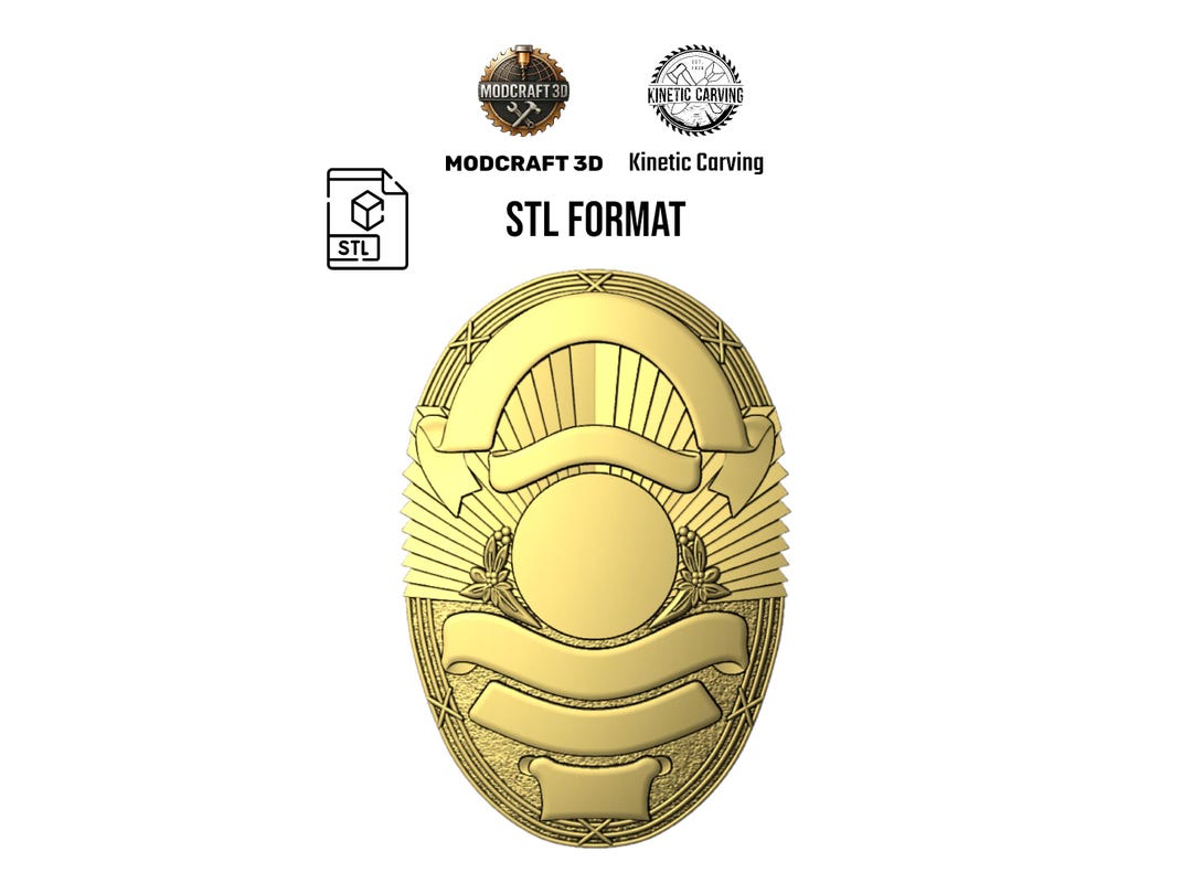 Blank Police Badge STL | 3D CNC Relief File, Woodworking, 3D Printing ...