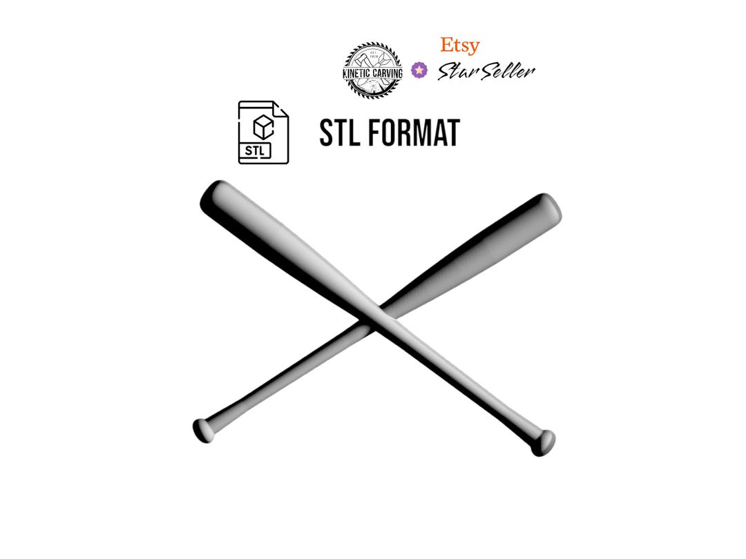 Crossing Baseball Bats 3D STL File for Woodworking, CNC, Printing and ...