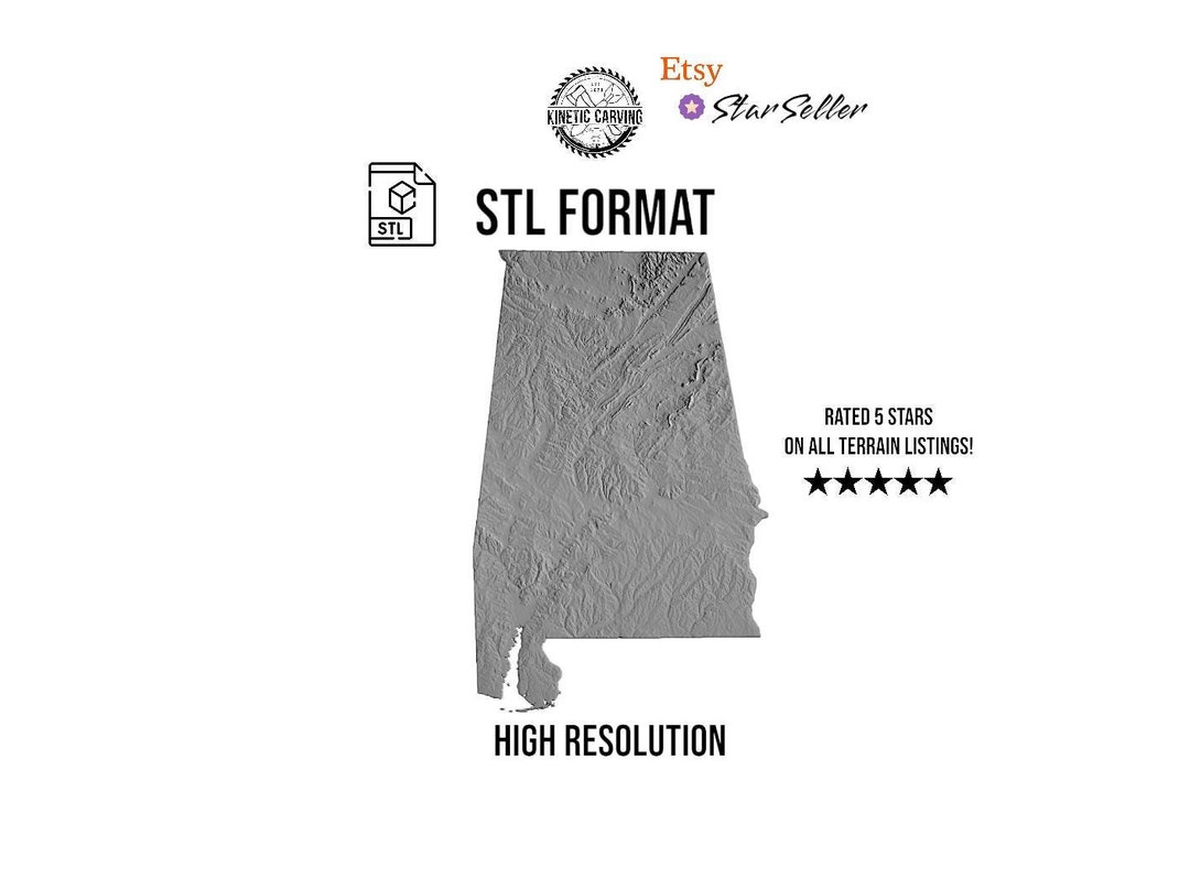 3D STL Model of Alabama, USA for 3D Printing, CNC Woodworking - Etsy