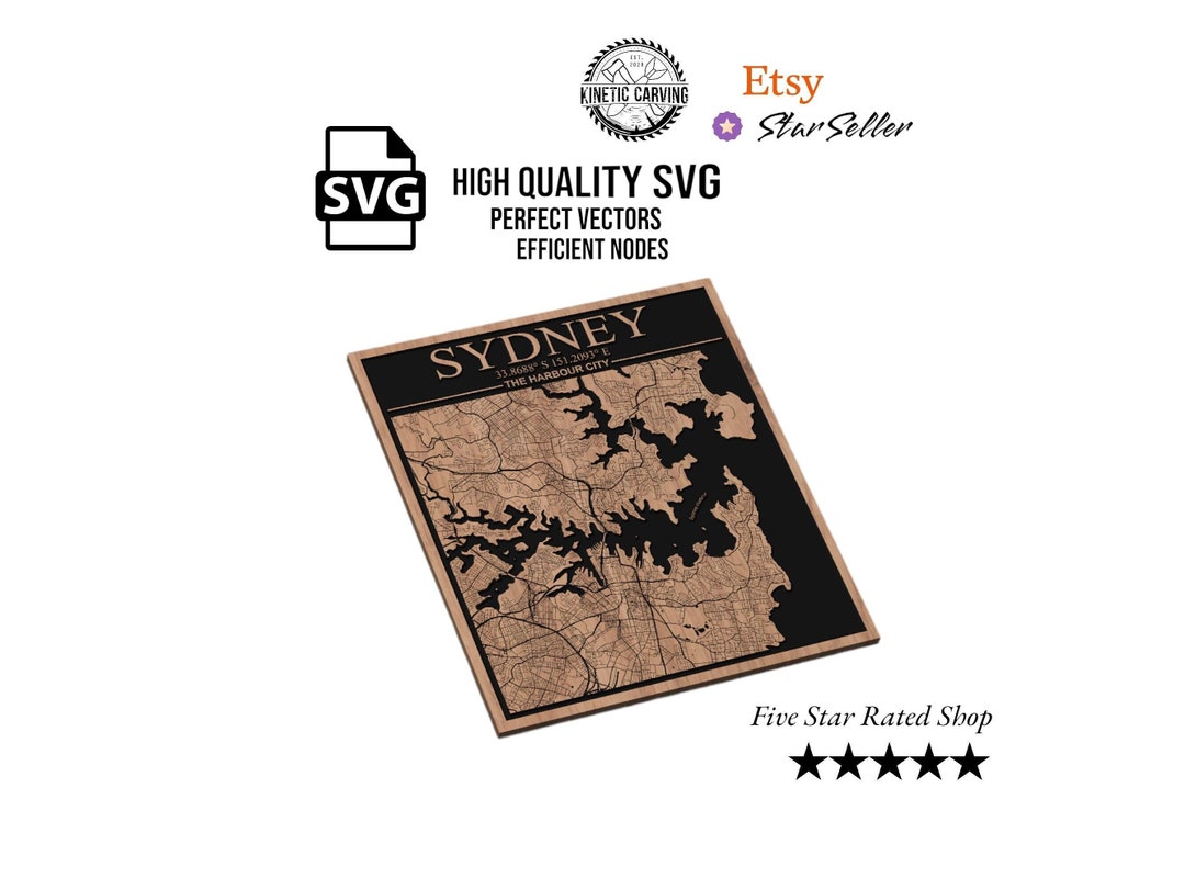 Sydney, Australia City Map SVG File for Woodworking, CNC, Printing and ...