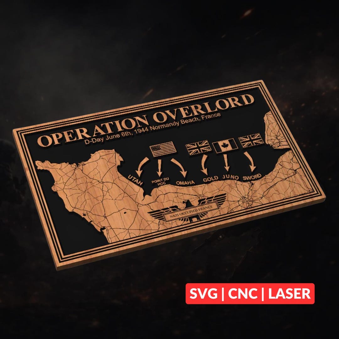 Operation Overlord Battle Map (d-day) SVG | CNC Laser Cut File, Wood ...