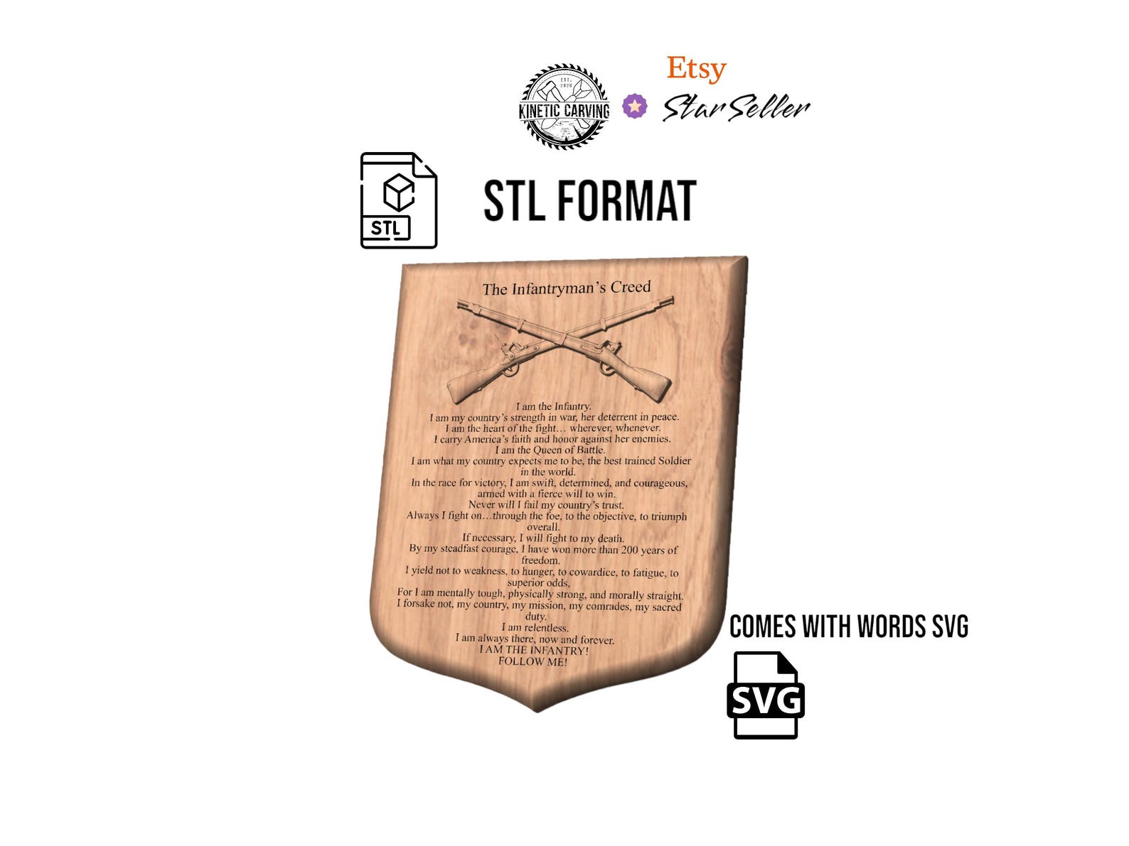 Infantrymans Creed STL & SVG File for CNC Woodworking (digital Download ...