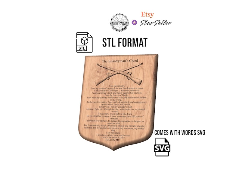 Infantrymans Creed STL & SVG File for CNC Woodworking (digital Download ...