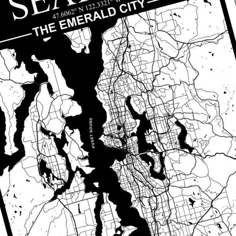 Seattle, Washington City Map SVG | CNC Laser Cut File, Wood Wall Art ...