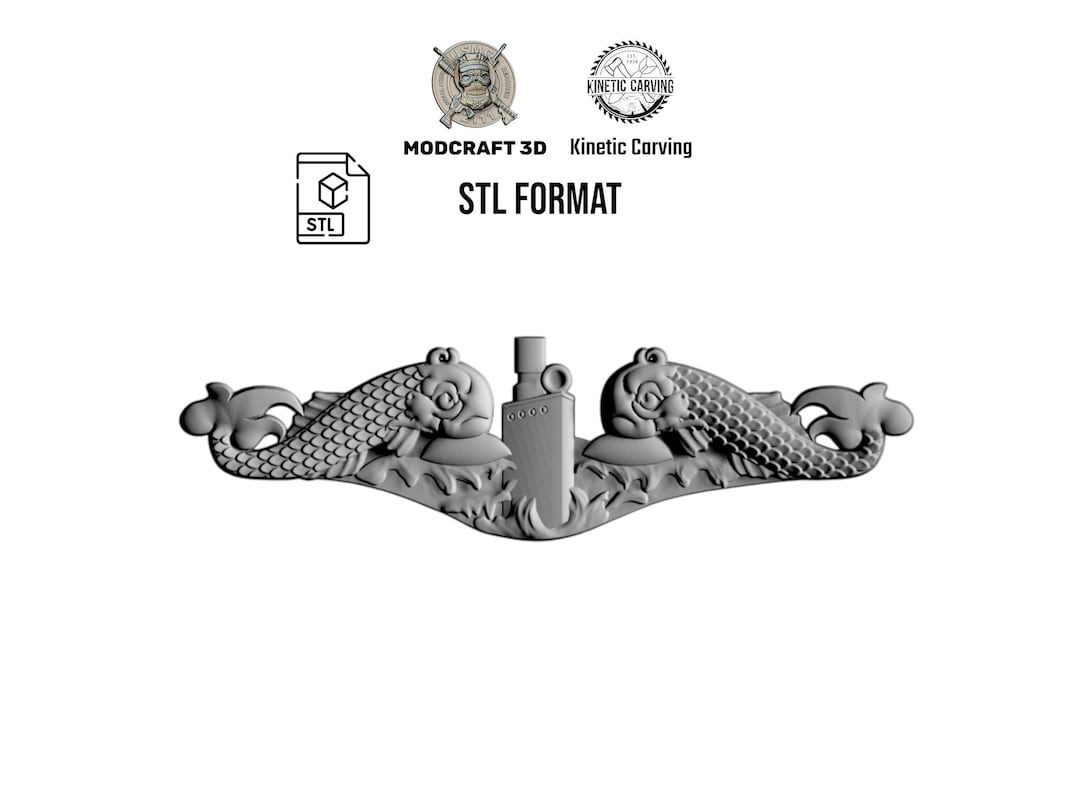 Navy Submarine Dolphins Insignia STL | Military 3D CNC Relief File ...