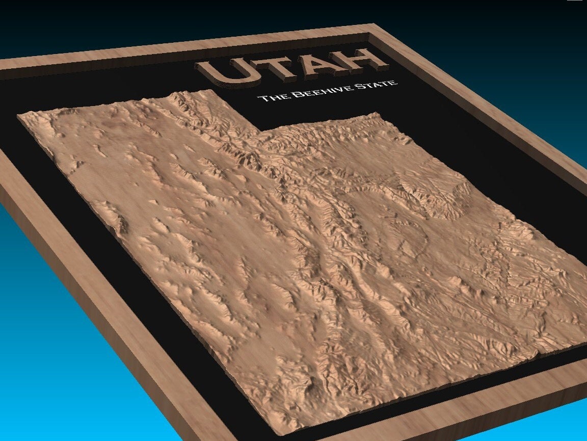 3D STL Model of Utah, USA for 3D Printing, CNC Woodworking - Etsy