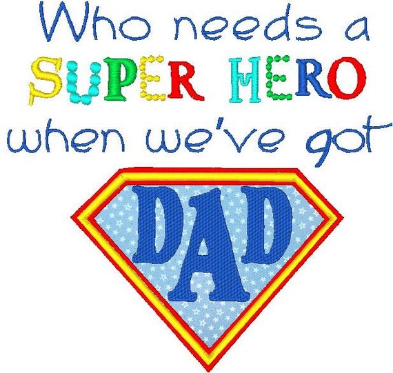 Super Hero Dad Applique Father's Day | Etsy