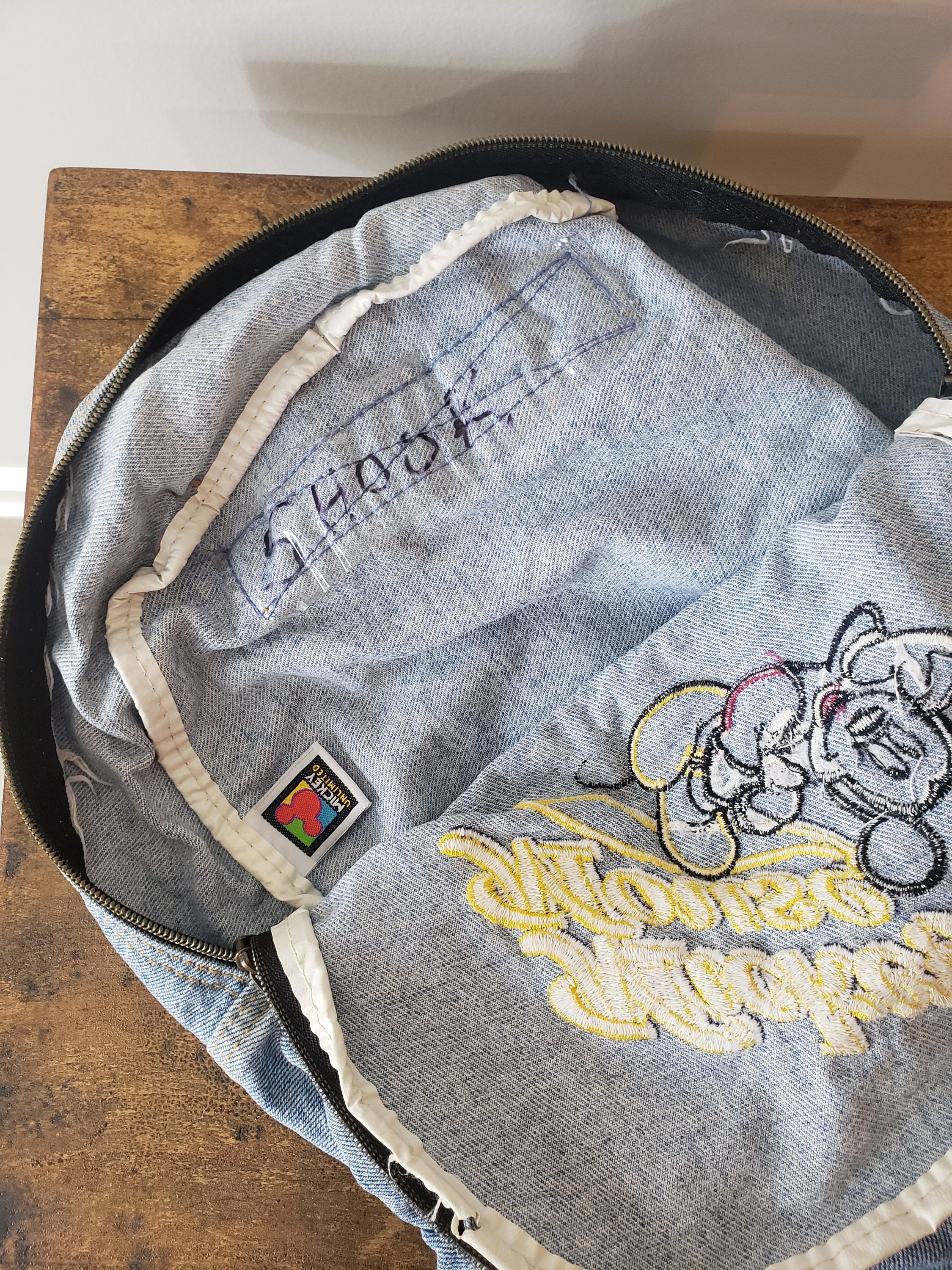 Retro Denim Mickey Mouse Embroidered Backpack - Etsy