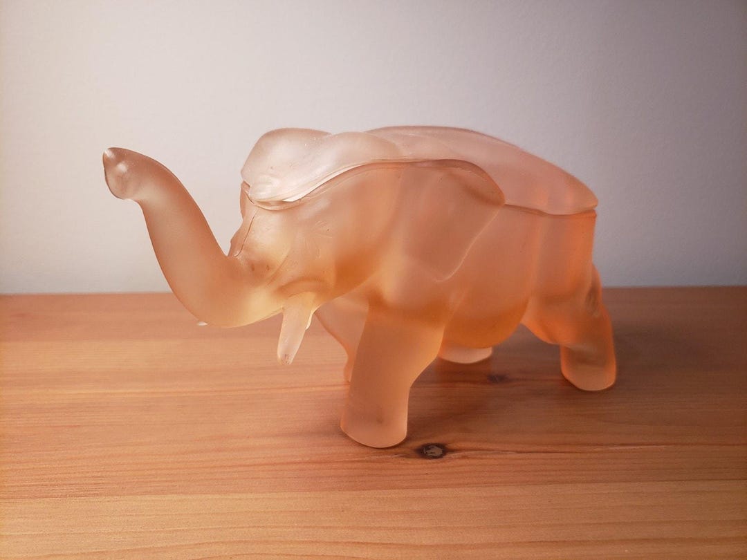 Vintage Indiana Glass Frosted Pink Elephant Candy Dish - Etsy