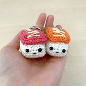 Crochet Sushi Keychain, Kawaii Food Plush, Amigurumi Plushie, Salmon ...