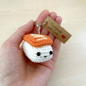 Crochet Sushi Keychain, Kawaii Food Plush, Amigurumi Plushie, Salmon ...