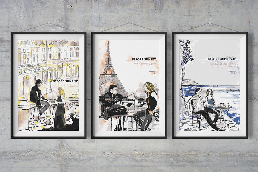 The Before Trilogy Poster Set of 3 Before Movies Illustration Artwork ...