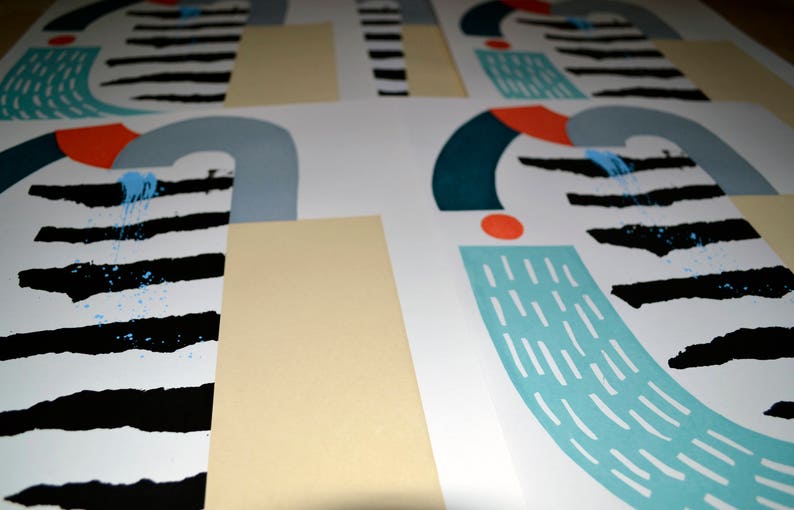 Wall Art for Kids, Abstract Screen Print, Sea Theme Nursery, Decor ...