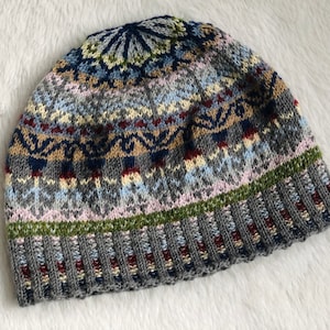 Handknit Fair Isle Hat Merino Fair Isle Beanie Knit Hat Unisex Knit ...