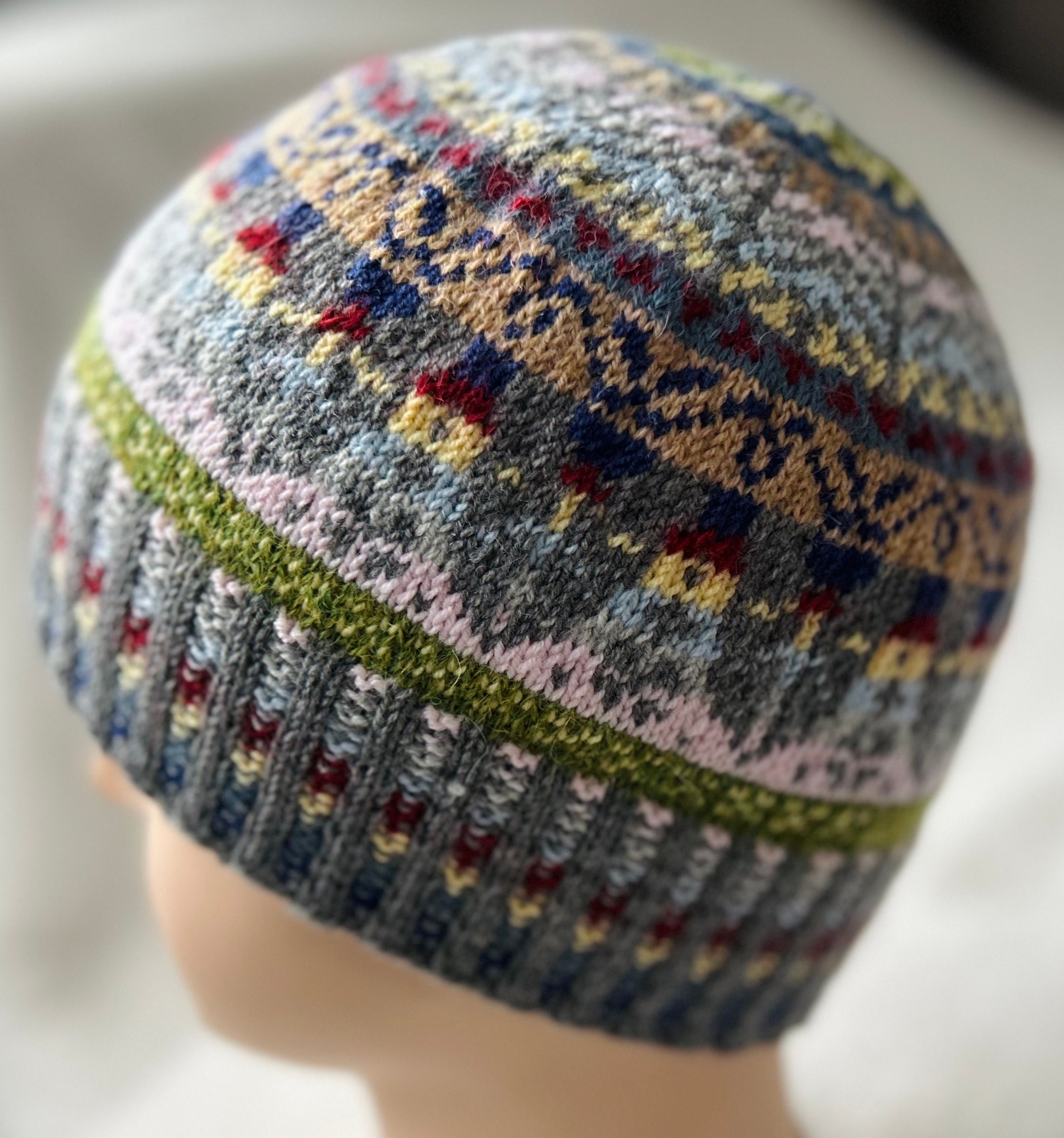 Handknit Fair Isle Hat Merino Fair Isle Beanie Knit Hat Unisex Knit ...