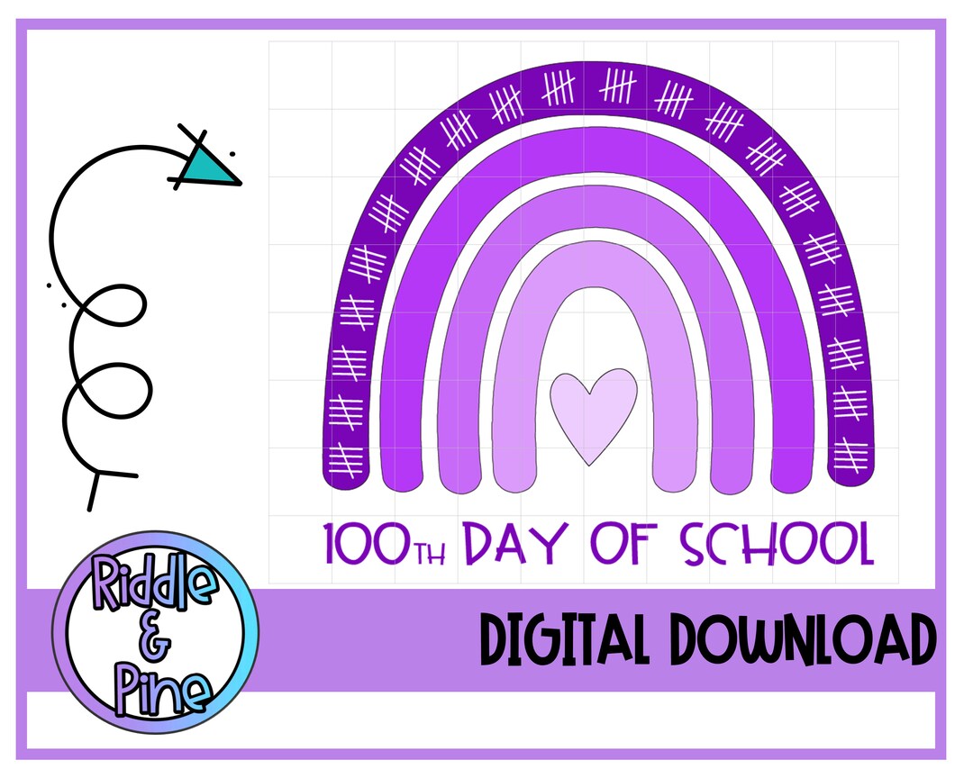 100 Days of School Rainbow Tally Marks INSTANT DOWNLOAD Png Sublimation ...