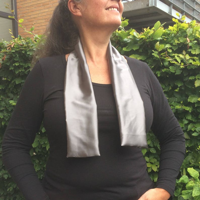 Silver gray satin scarf for him or her womens scarfs mens | Etsy