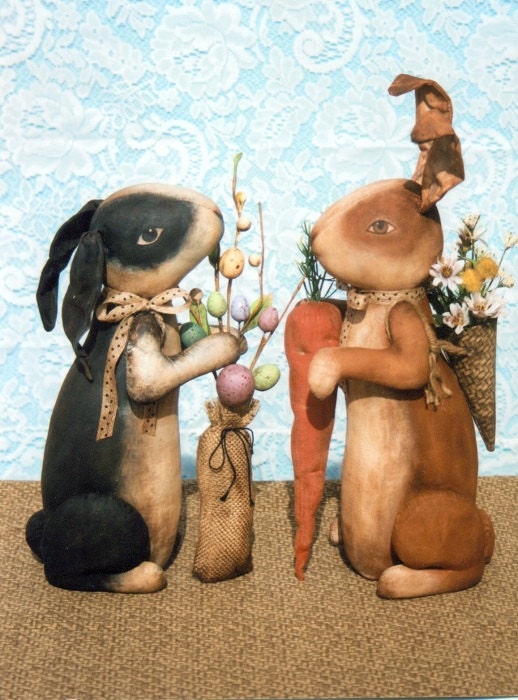 Vintage Bunnies primitive Bunny PATTERN HHF348 - Etsy