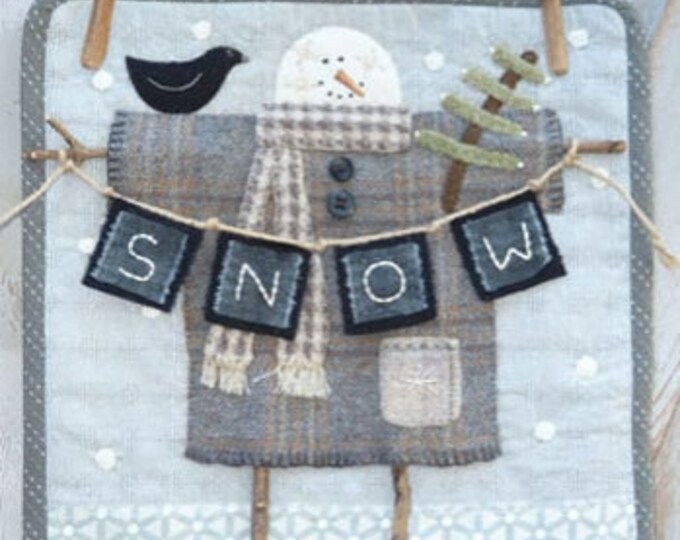 Clothesline Snowman january Wool Applique Wall Hanging PATTEN HTH385 - Etsy