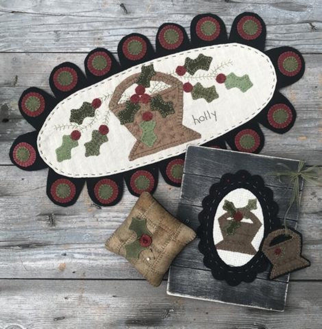 Baskets of Holly ~ Wool Applique PATTERN WSD1806 - Etsy