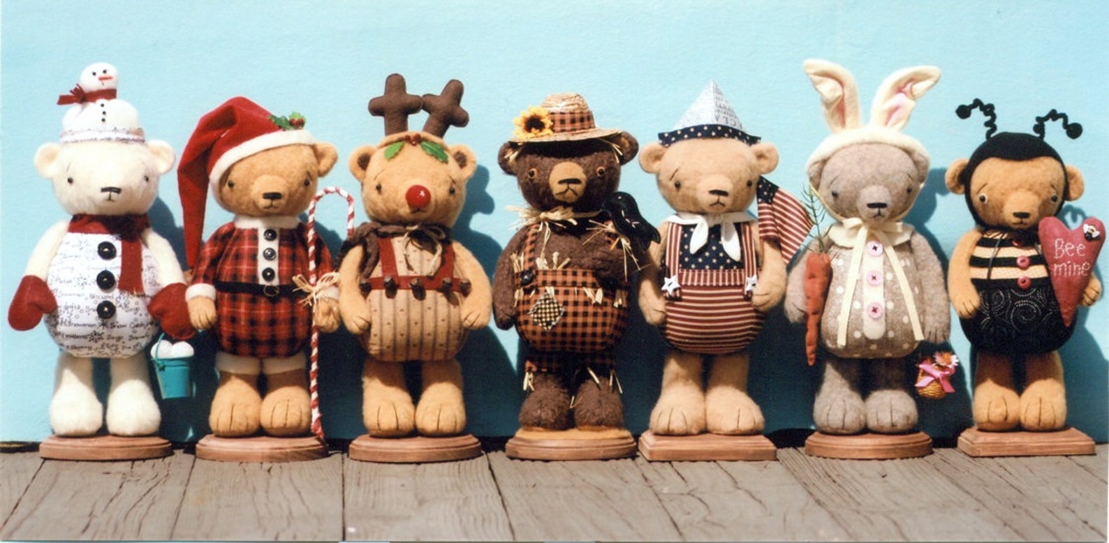 Happy Holiday Teddy Bears - Seasonal Bear PATTERN - HHF353 - Etsy