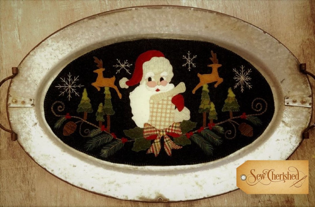 Making a List - Wool Applique Santa PATTERN SCH127 - Etsy