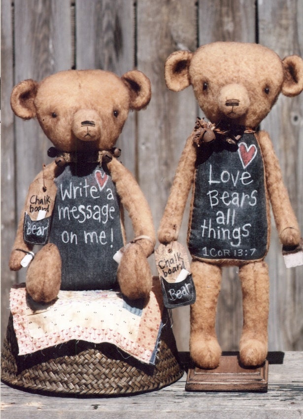 Chalkboard Belly Teddy Bears - Teddy Bear PATTERN HHF439 - Etsy