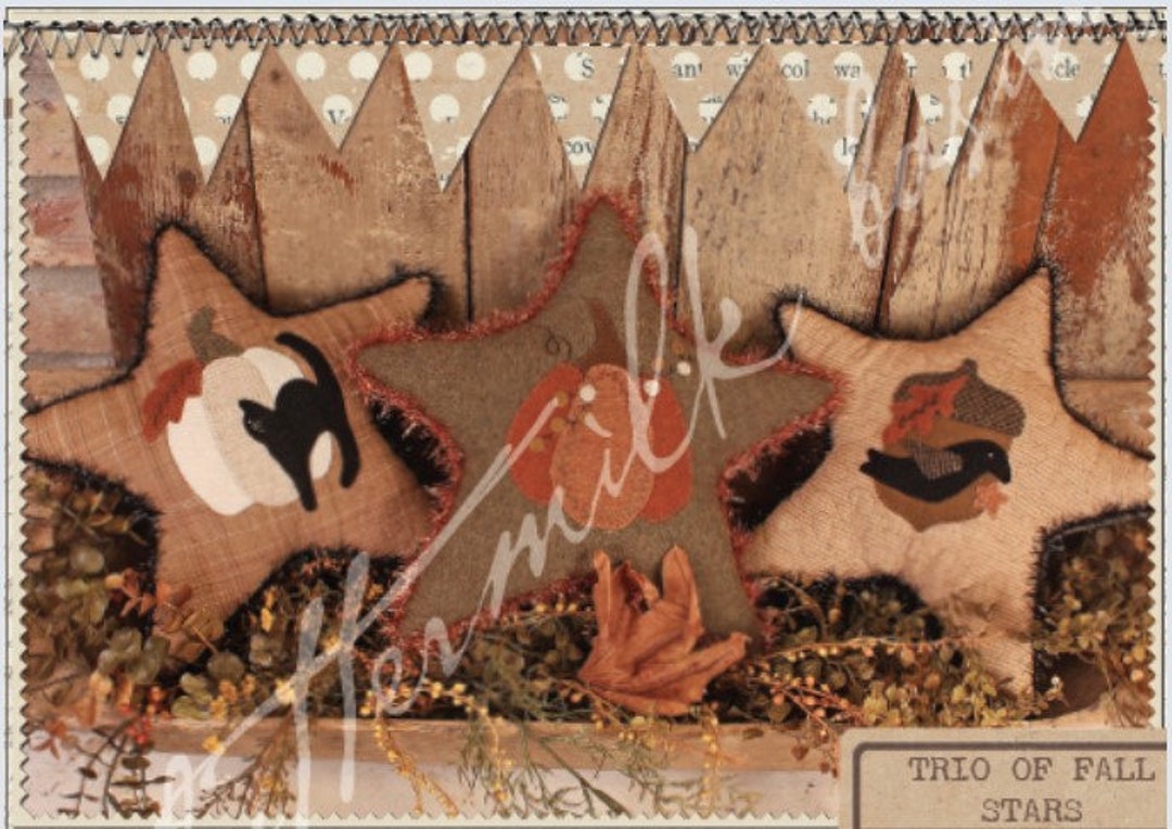 Trio of Fall Stars ~ Applique PATTERN BMB1313 - Etsy