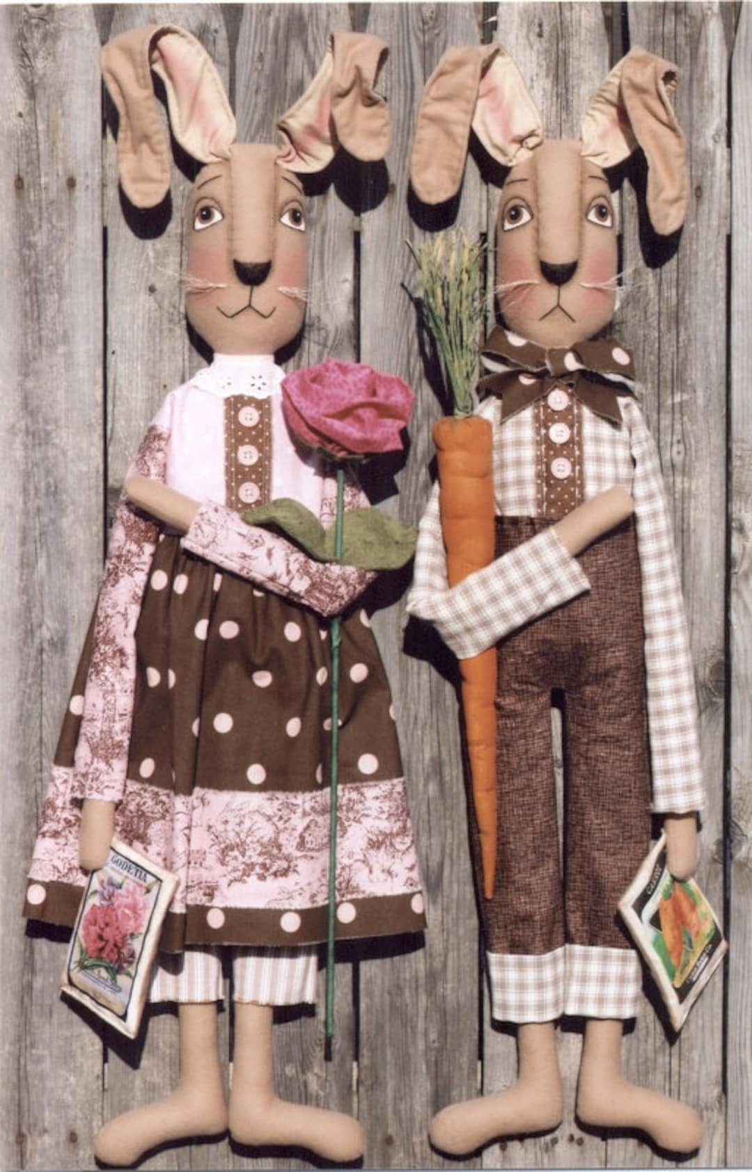 Jenna and Jack Rabbit - Primitive Cloth Doll PATTERN - HHF461 - Etsy