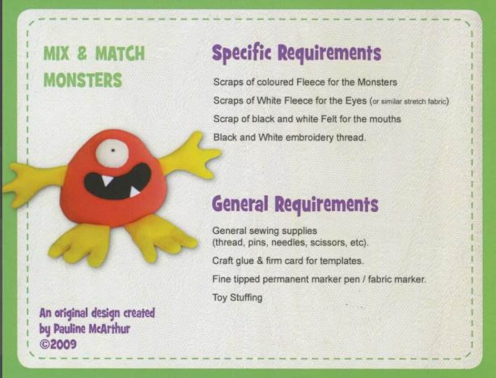 Mix & Match MONSTERS ~ Fun Easy PATTERN - Etsy