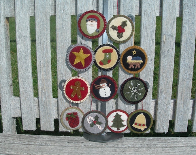 Christmas Ornaments Primitive Wool Applique PATTERN UGM115 - Etsy