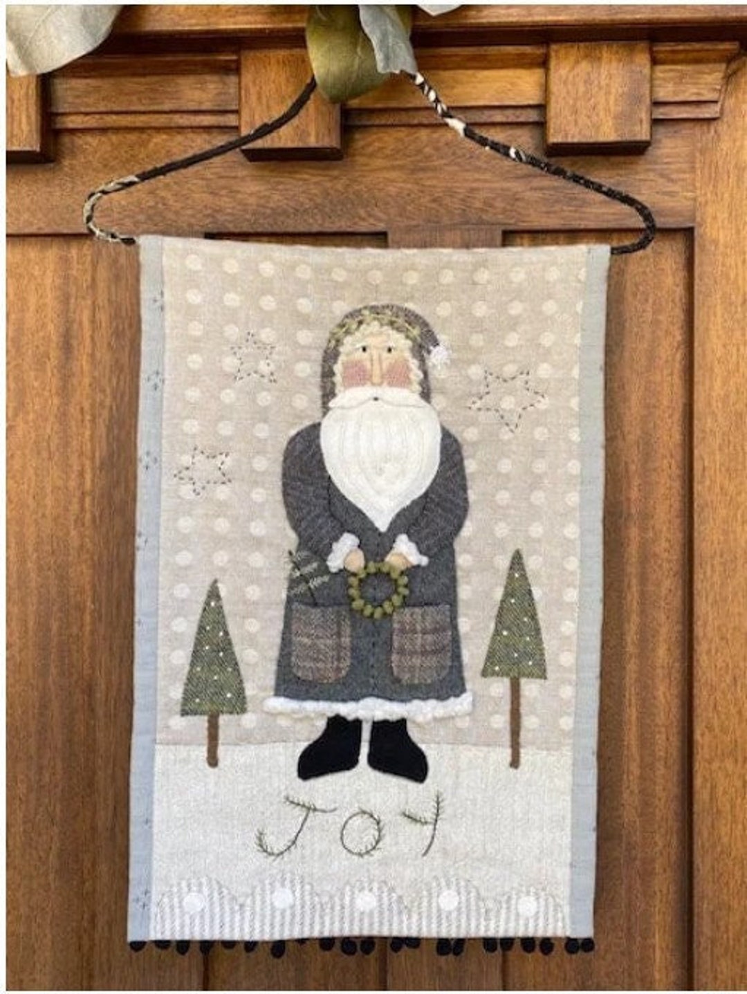 Joyful Santa Hanger Wool Applique PATTERN - Etsy Canada